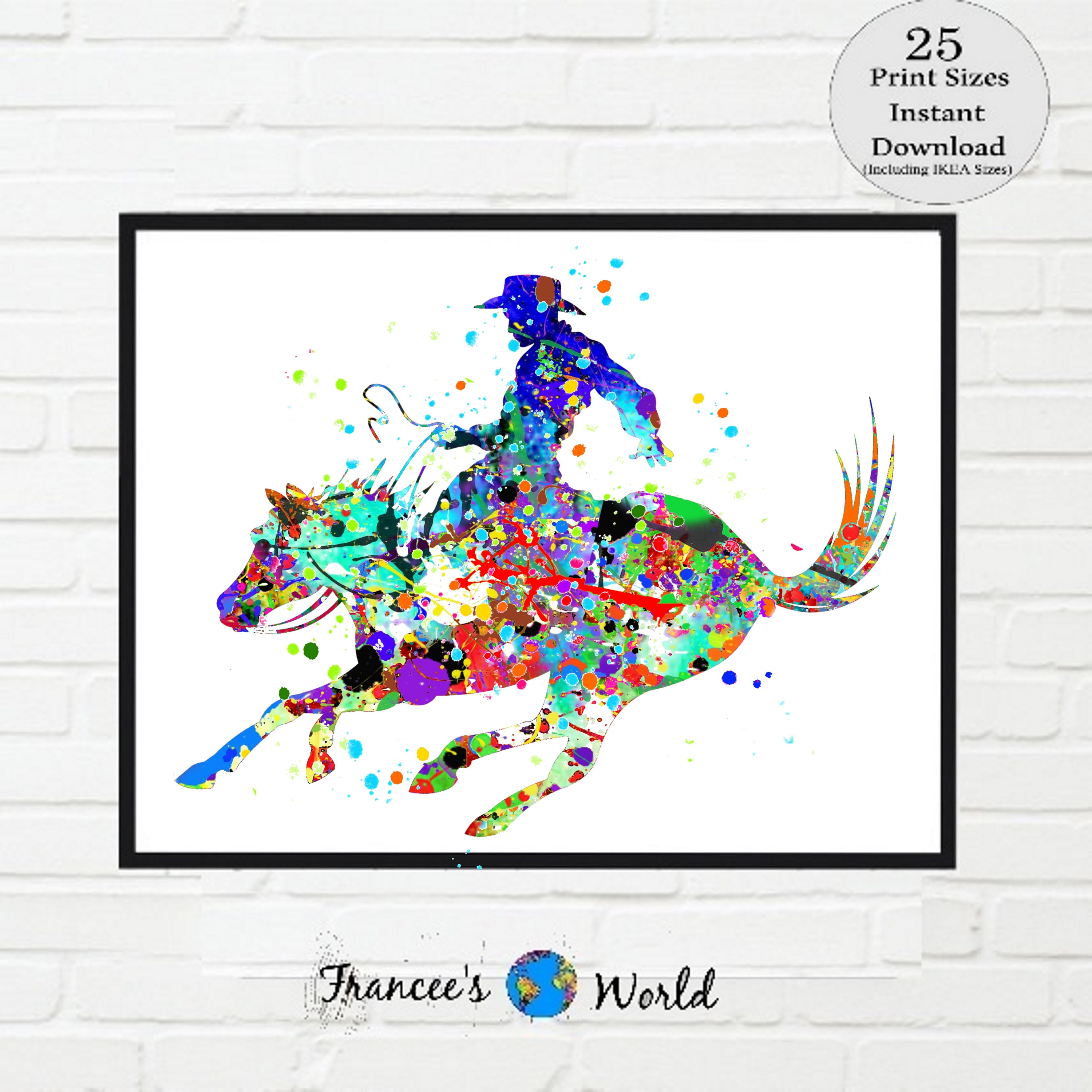 Cowboy Art Cowboy Print Rodeo Art Set of 3 Cowboy | Etsy