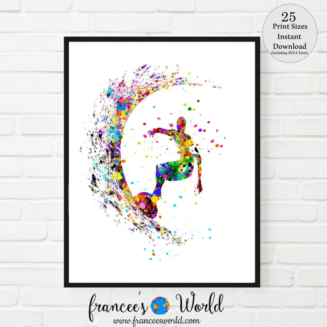 Surfer PRINTABLE, Male Surfer Gift,surfer Art,surfer Watercolor Surfing ...