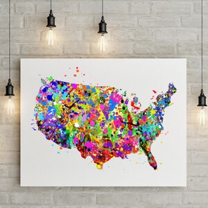 United States Map PRINTABLE Watercolor America Home Decor USA Poster ...
