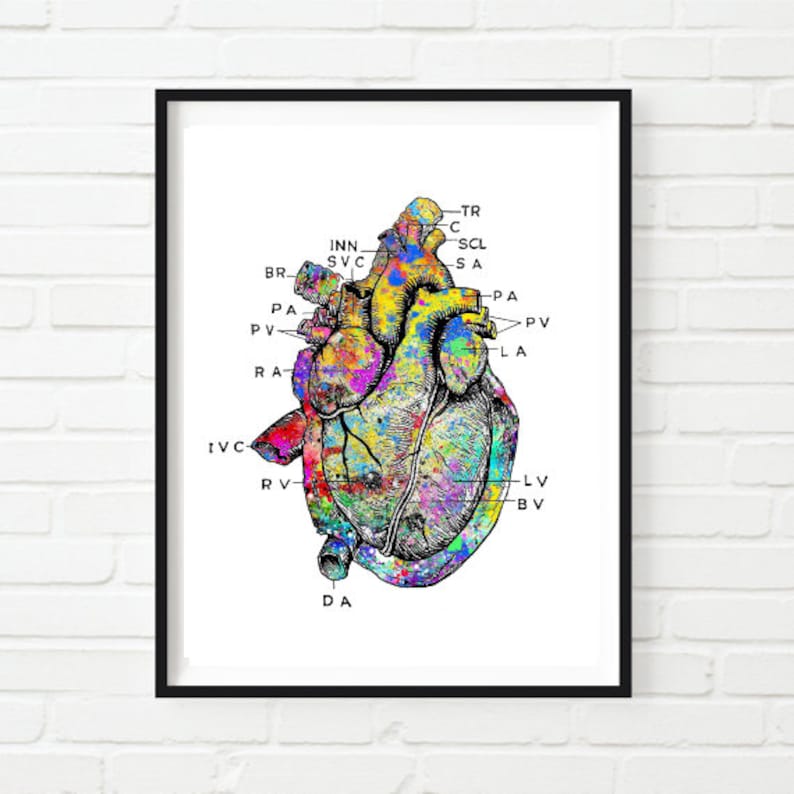 Heart Print Printable Vintage Heart Art Print Heart Art | Etsy