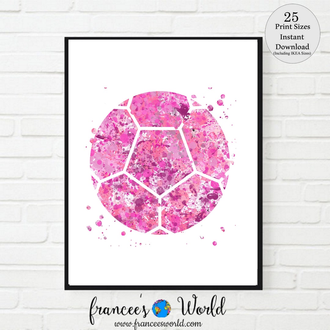 Pink Soccer Ball Print, Girl Soccer Ball Printable, Soccer Dorm Art ...