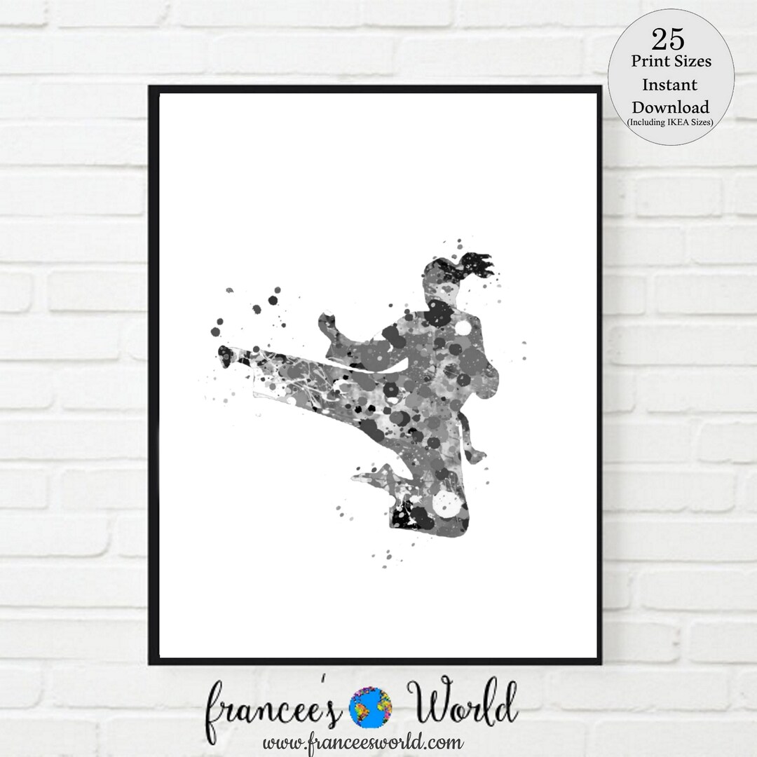 Karate Girl, Black and White, Karate Gift, Karate PRINTABLE, Taekwondo ...