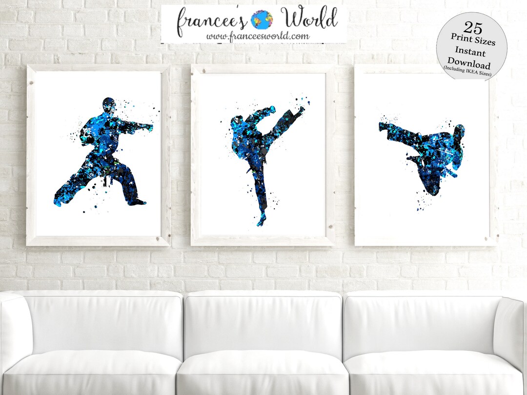 Blue Karate Boy Watercolor Art, Set of 3 (digital Download) - Etsy