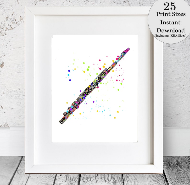 Colorful Flute Art Print: Musical Instrument Decor (digital Download ...