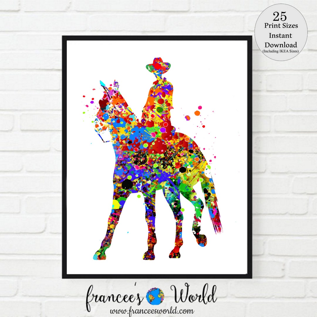 Colorful Cowboy Rodeo Art Print: Horse & Rider (digital Download) - Etsy