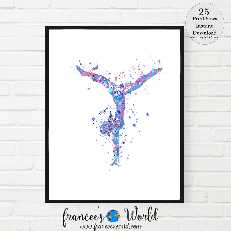 Gymnastics Watercolor Print Set, Pink & Blue (digital Download) - Etsy