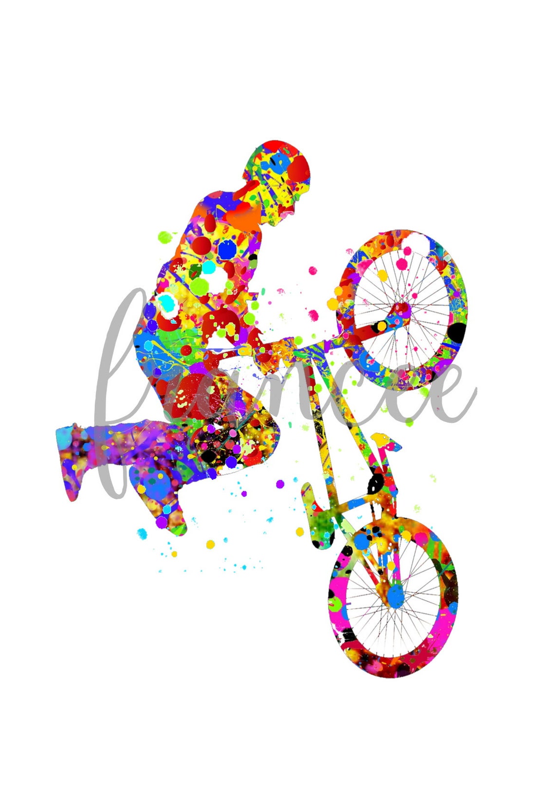 Trial Cyclist Print Trial Bike Printable Set of 3 Watercolor - Etsy