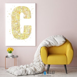 Letter C Wall Decor Letter C Print Yellow PRINTABLE Letter - Etsy