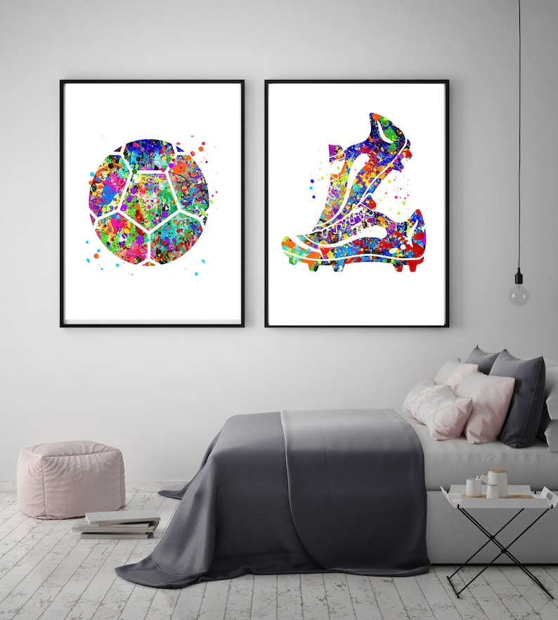 Soccer Ball and Soccer Shoes Print Set Soccer Printable Art | Etsy