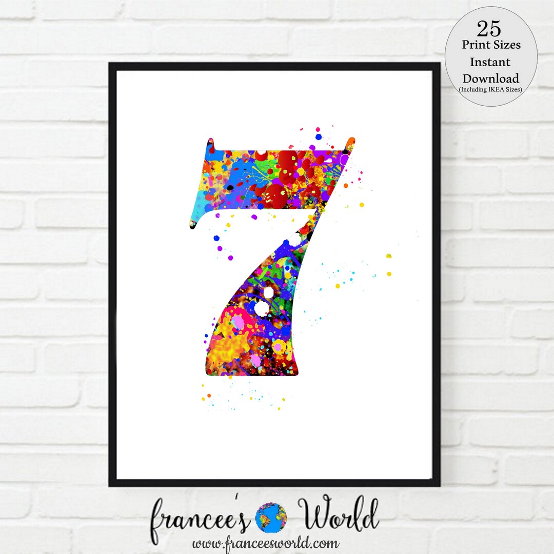 Number Seven PRINT, Number 7art, Number Art, Kid's Room Art, PRINTABLE ...