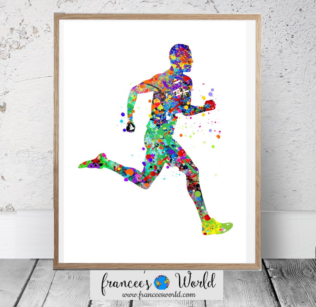 Runner Print, Runner Art, Man Runner Poster, Male, Watercolor, Boy ...