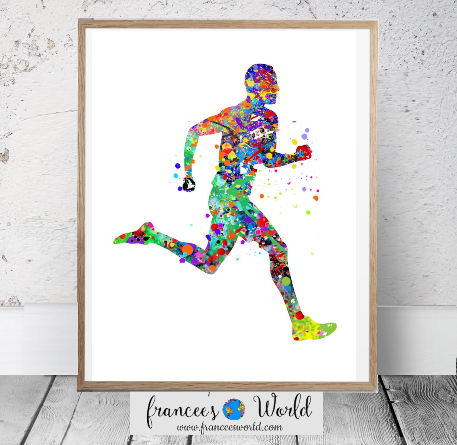 Runner Print Runner Art Man Runner Poster Male Watercolor - Etsy