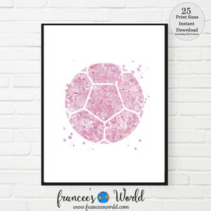 Pink Soccer Ball Print, Soccer Ball Printable, Soccer Dorm Art, Soccer ...
