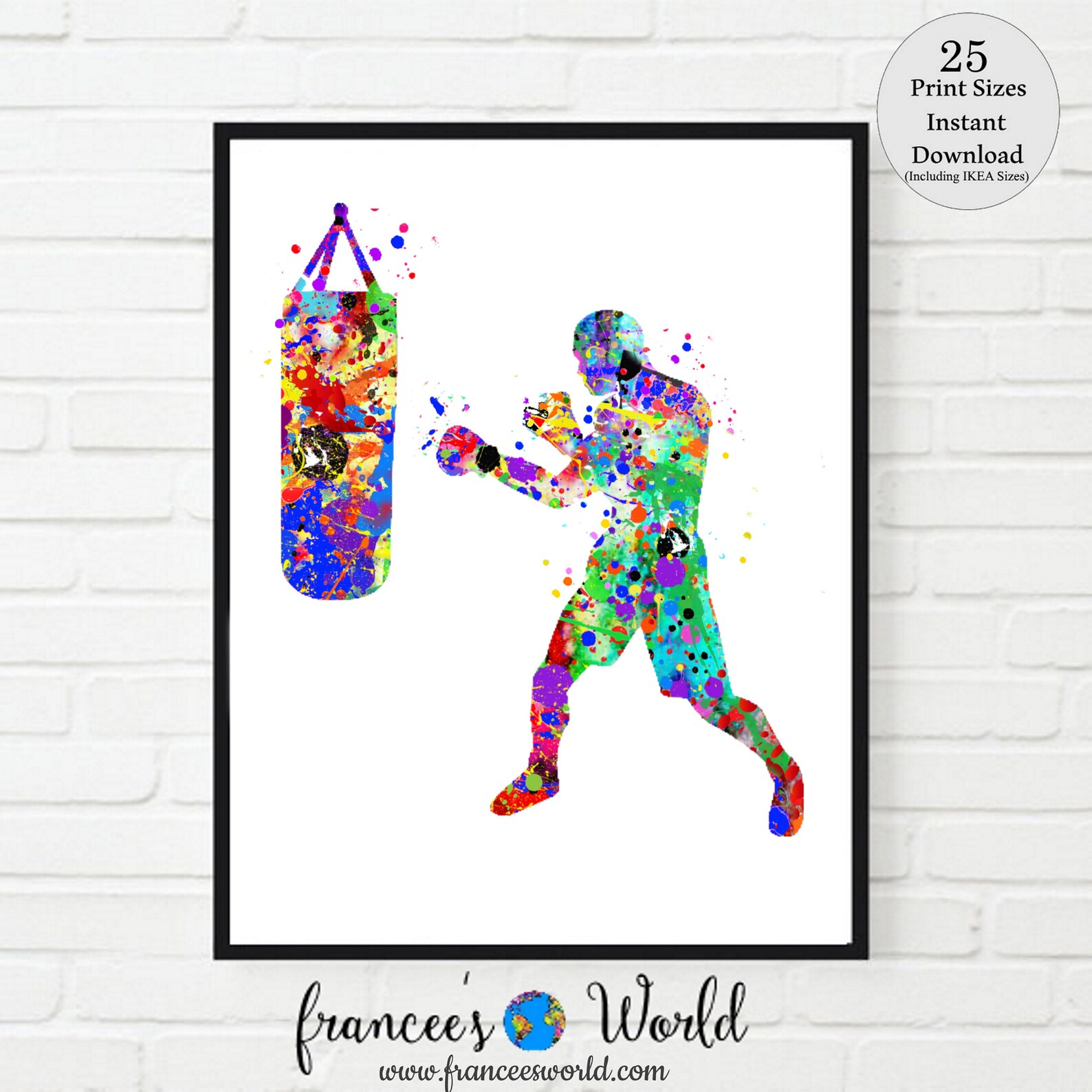 Boxing Print Boxing Printable Set of 3 Watercolor Art Boys - Etsy