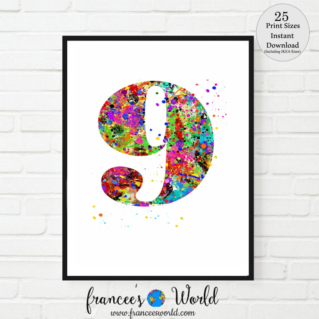 Number Nine PRINT, Number 9 Art, Number Art, Kid's Room Art, PRINTABLE ...