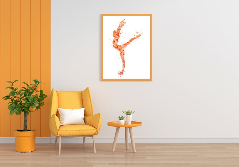 Orange Gymnastics Watercolor Print Set: Gymnast Girl Room Decor ...