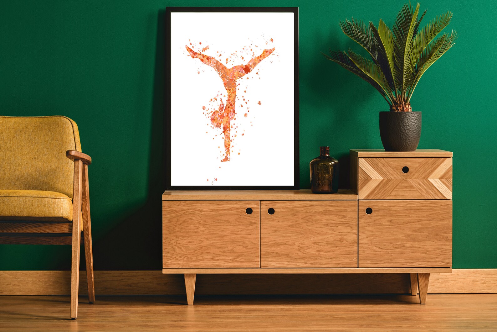 Orange Gymnastics Watercolor Print Set: Gymnast Girl Room Decor ...