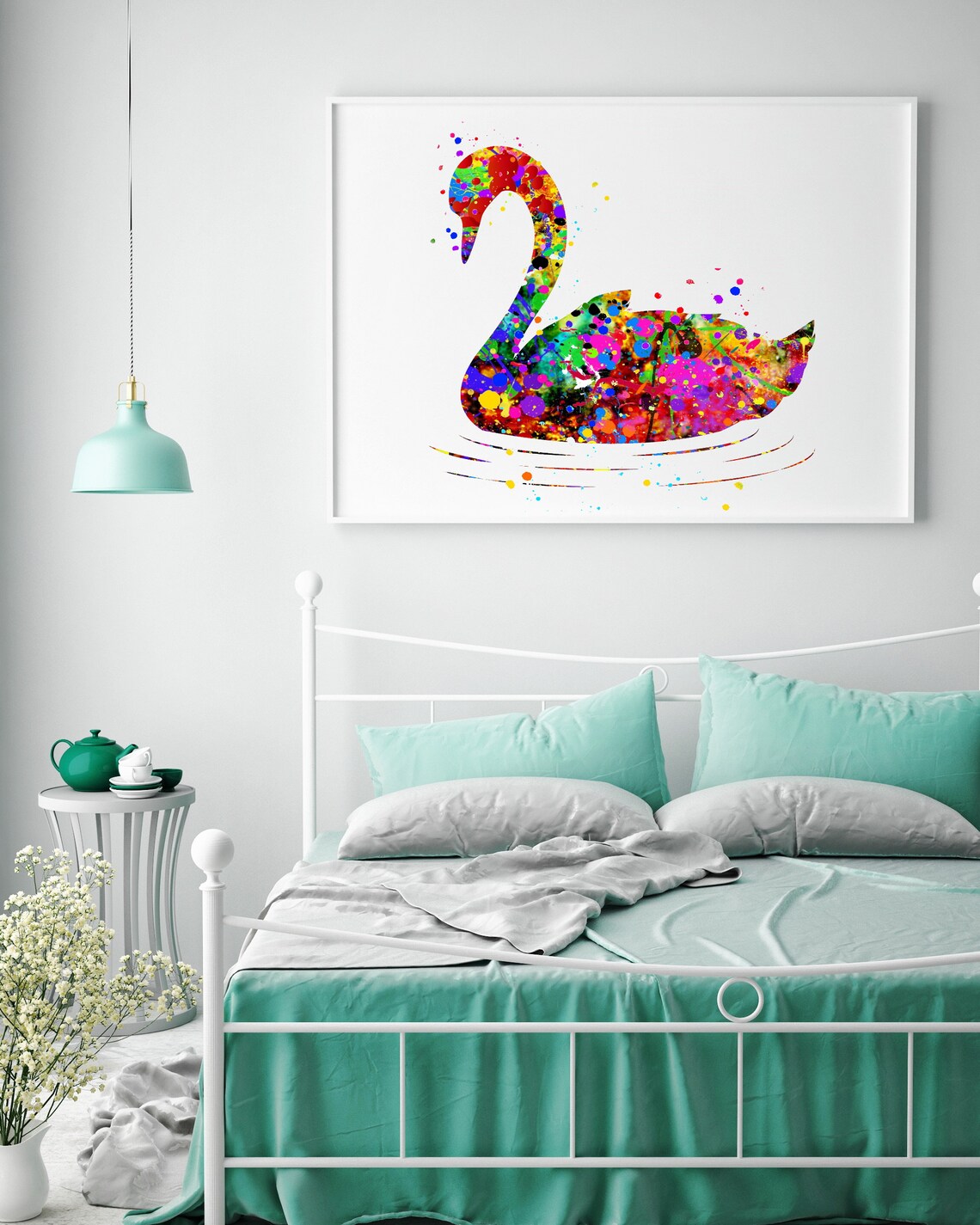 Swan Print Swan Art Swan Bird Watercolor Bird Art - Etsy