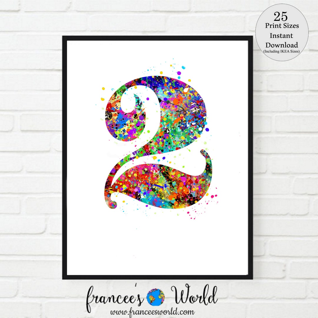 Number Two PRINT, Number 2 Art, Number Art, Kid's Room Art, PRINTABLE ...