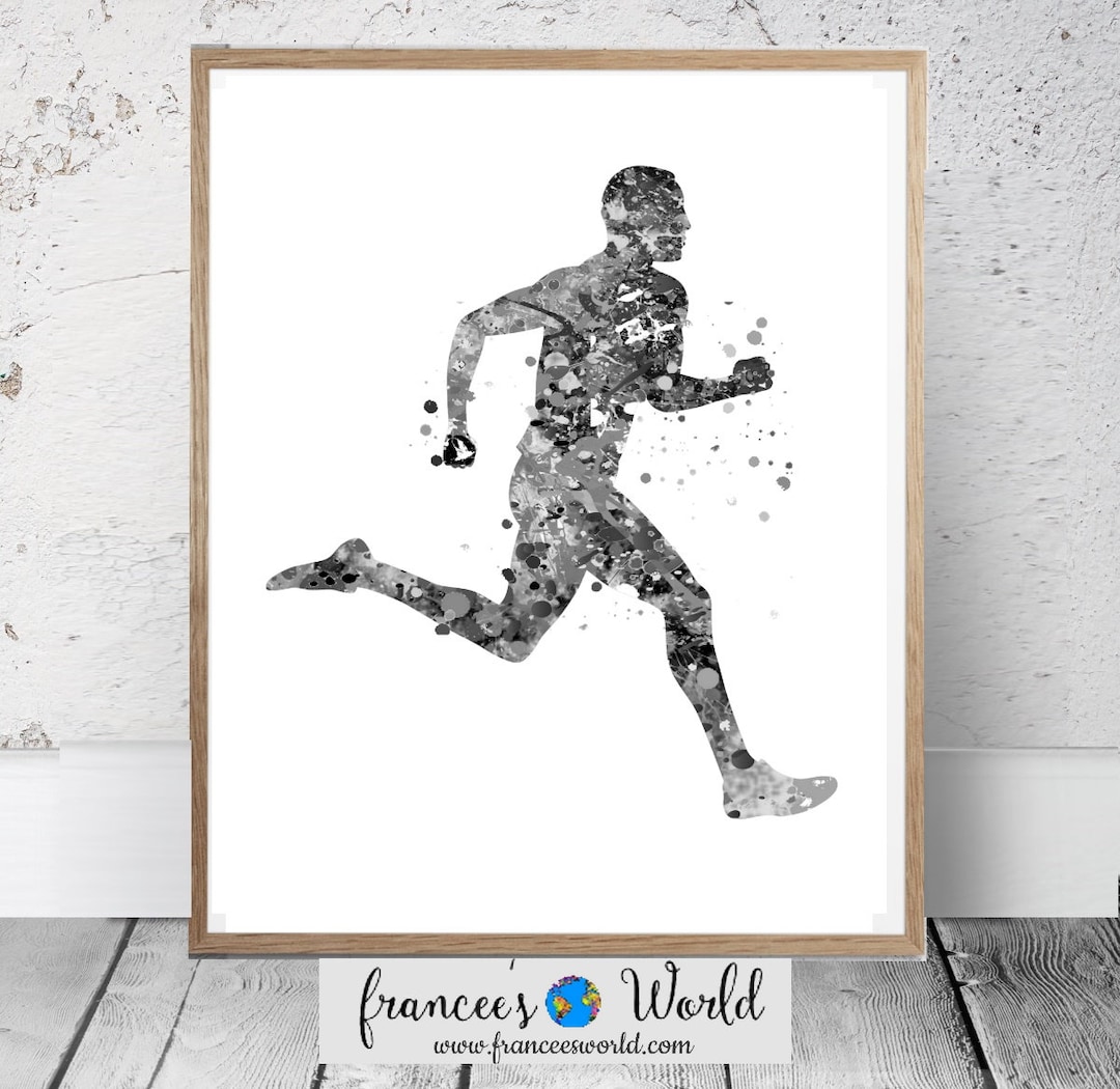 Runner Print, Runner Art, Man Runner Poster, Male, Watercolor, Boy ...