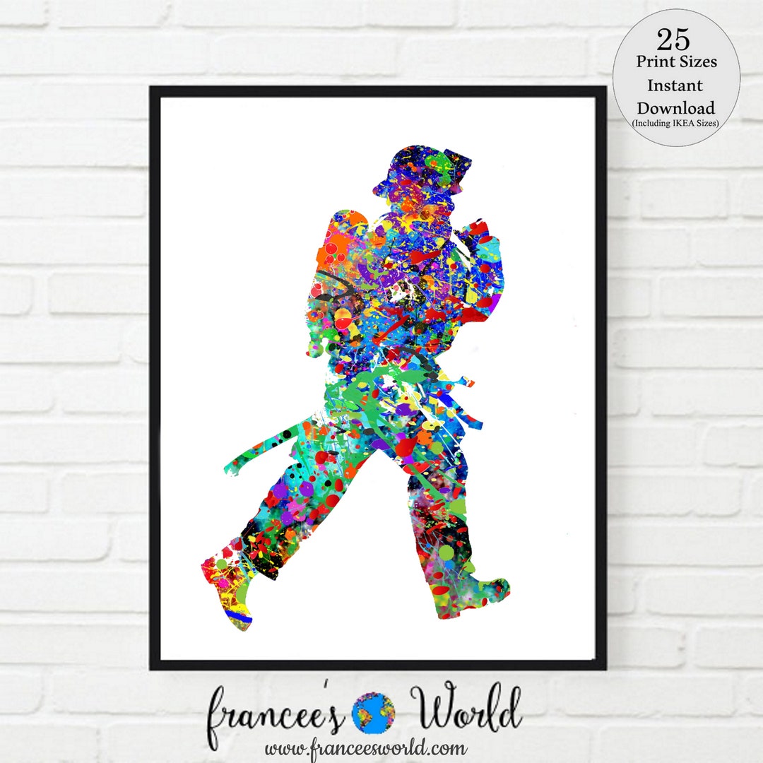 Fireman PRINT Watercolor Fireman Poster, Fireman Gift, Fireman Picture ...