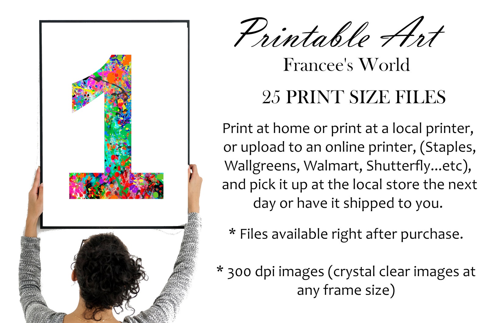 Number One PRINT Number 1 Art Number Art Kid's Room | Etsy