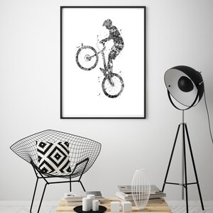 Trial Cyclist Print Trial Bike Printable, Black and White Set of 3 ...