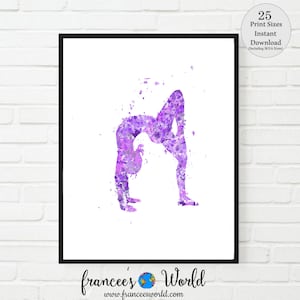 Purple Gymnastics Print, Purple Gymnastics Dorm Art, Gymnastic ...