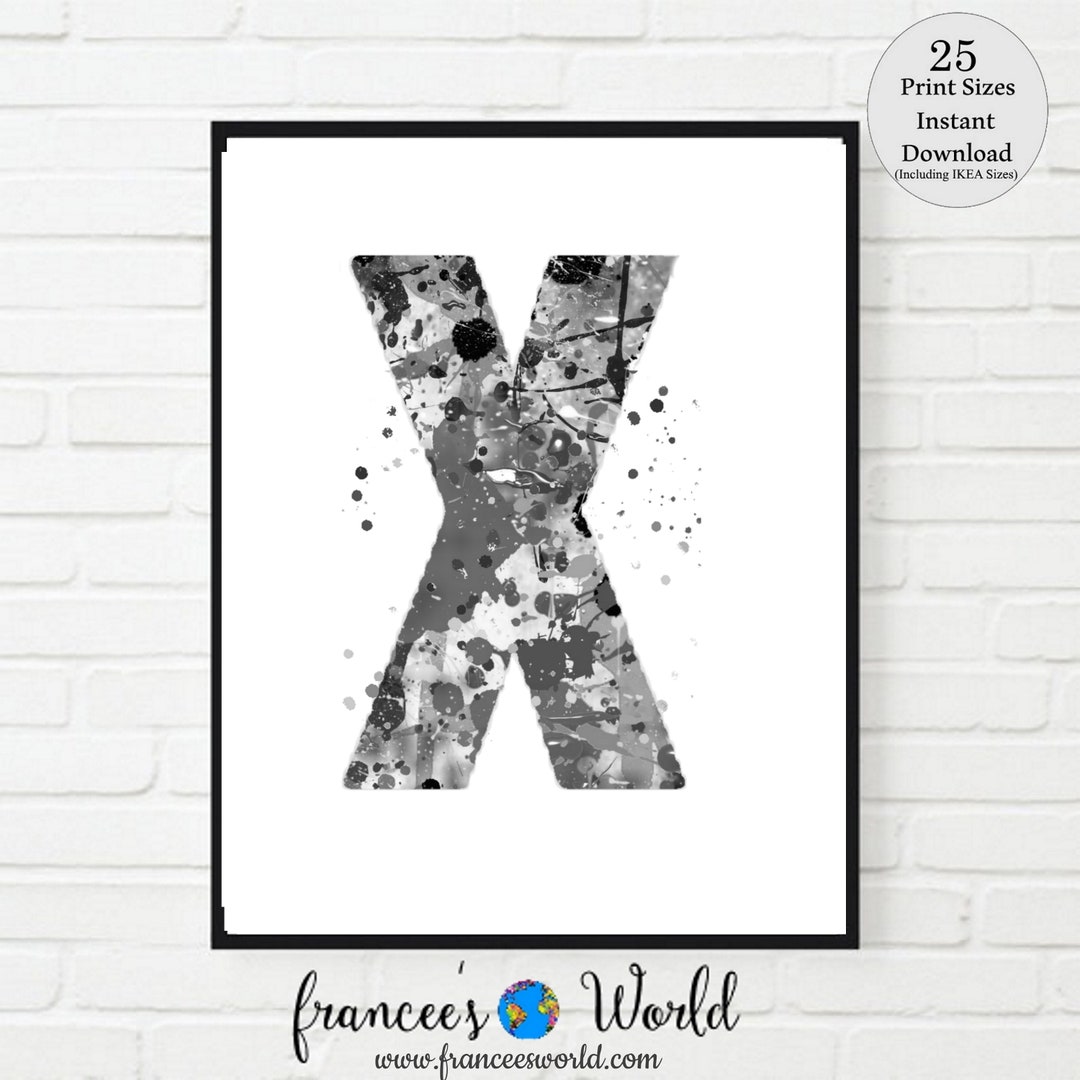 Letter X Dorm Decor, Letter X Print, Letter X Art, PRINTABLE, Black and White, Letter X Nursery ...