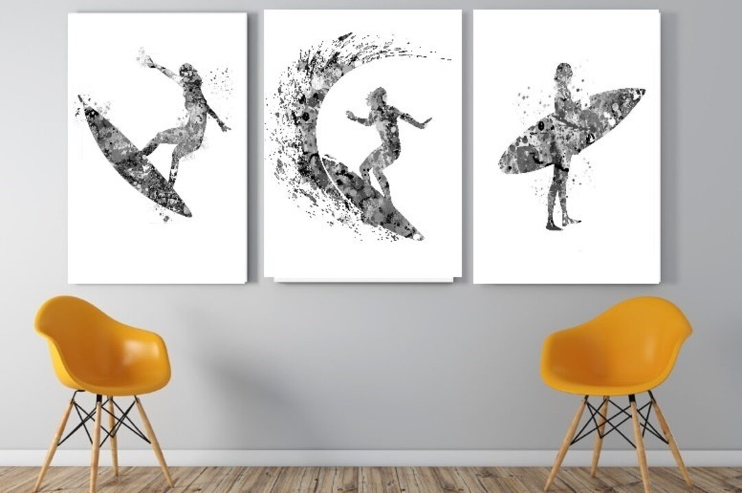 Surfer PRINTABLE, Black and White, Girl Surfer Gift,surfer Art,surfer ...