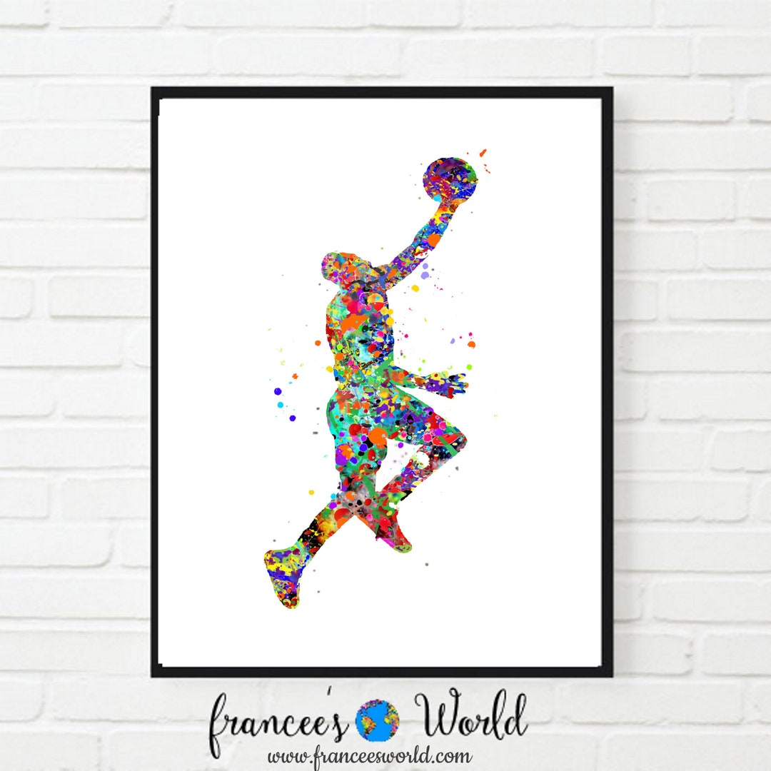 Basketball Player Print, Basketball Art, Boy Basketball Print, Lay up ...