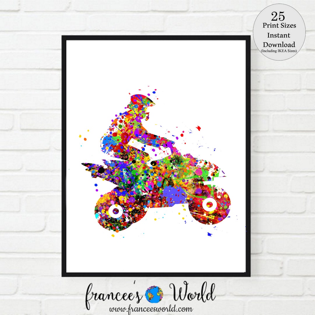 ATV Quad Watercolor Art Print, off Road Vehicle Poster (digital ...