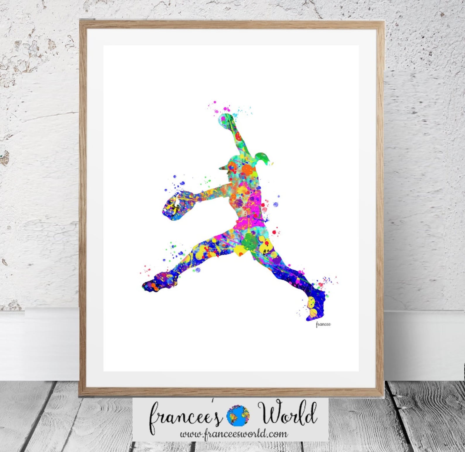 Softball Printsgirl Softball Watercolor Art Softball Art - Etsy