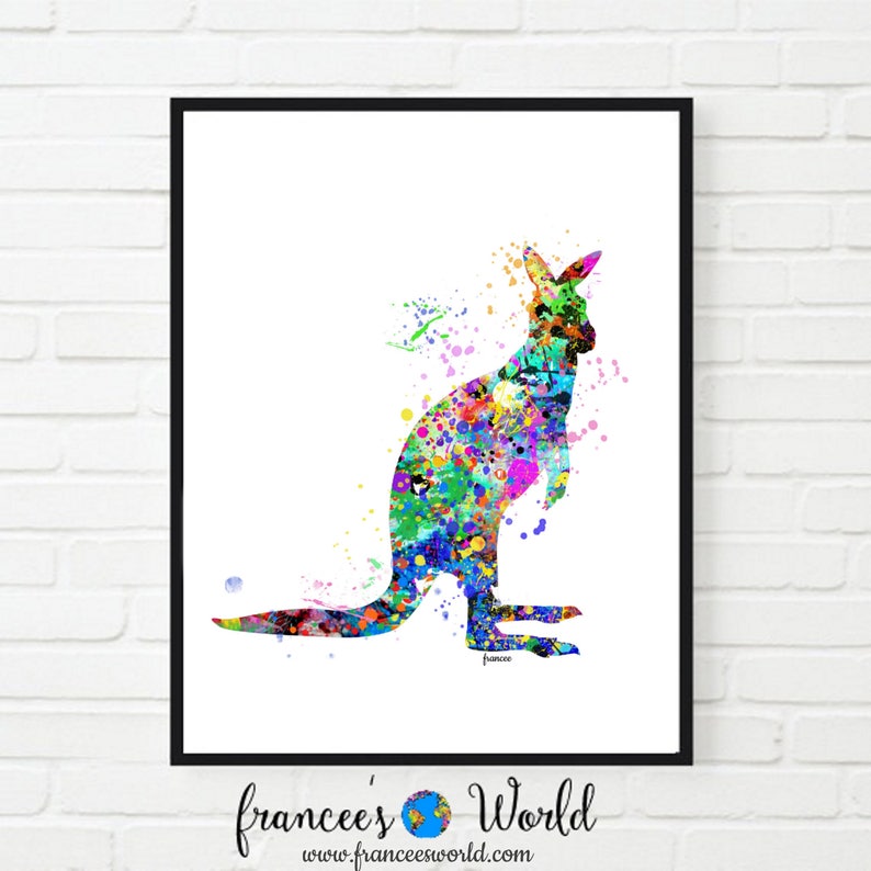 Kangaroo Watercolor Art Print: Australian Animal Poster (digital ...