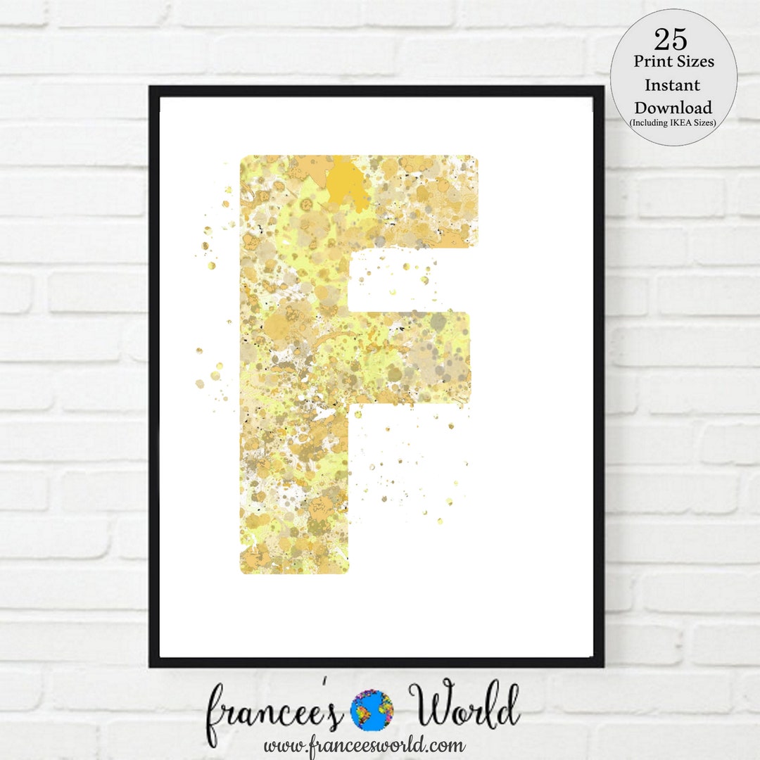 Letter F Wall Decor Yellow Letter F Print PRINTABLE Letter - Etsy