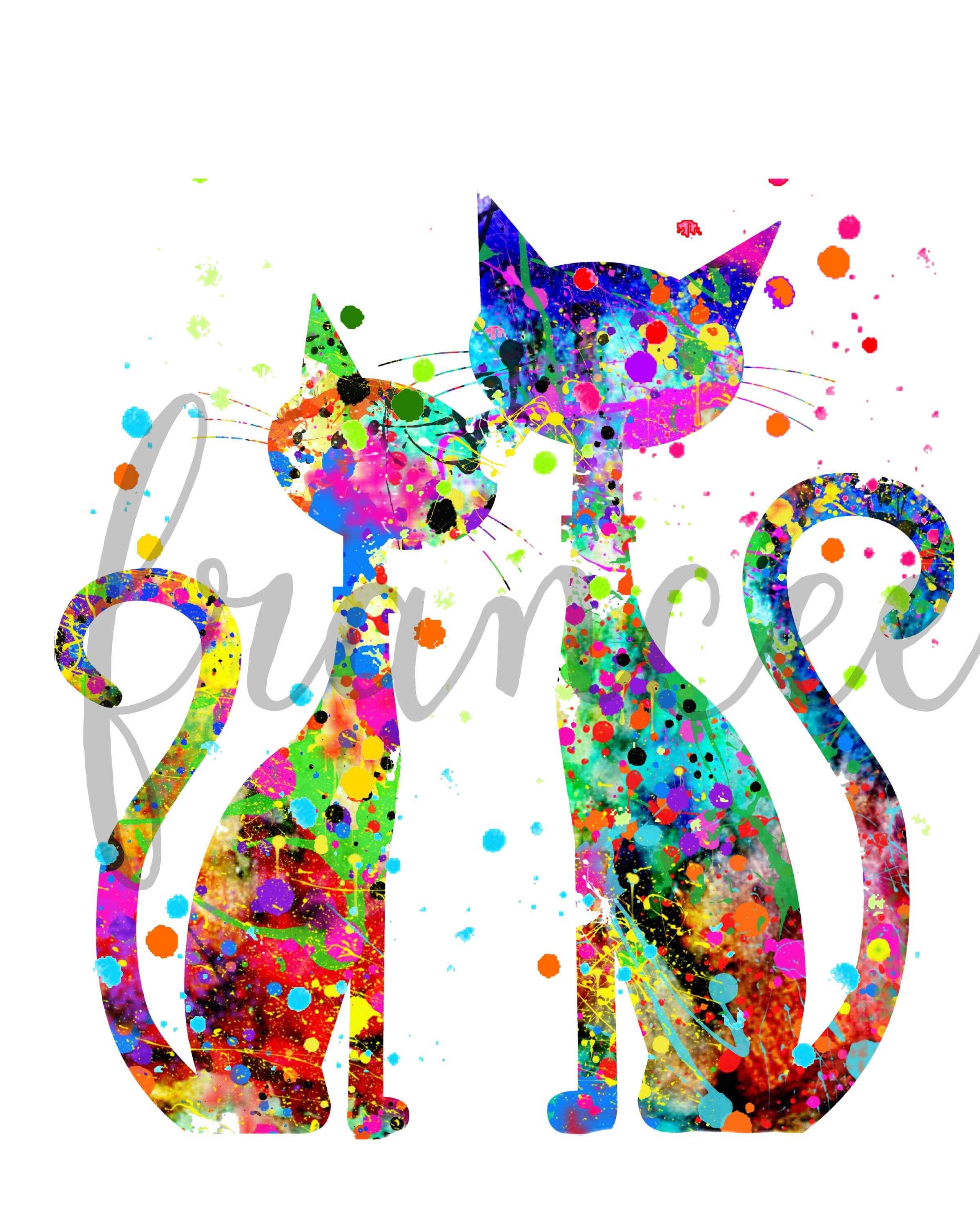 Cat Print Two Cats Print Cat Printable Cat Lover Art Cat | Etsy