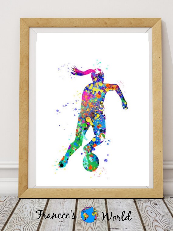 Soccer Girl Print, Printable, Girl Soccer poster, Soccer Watercolor ...