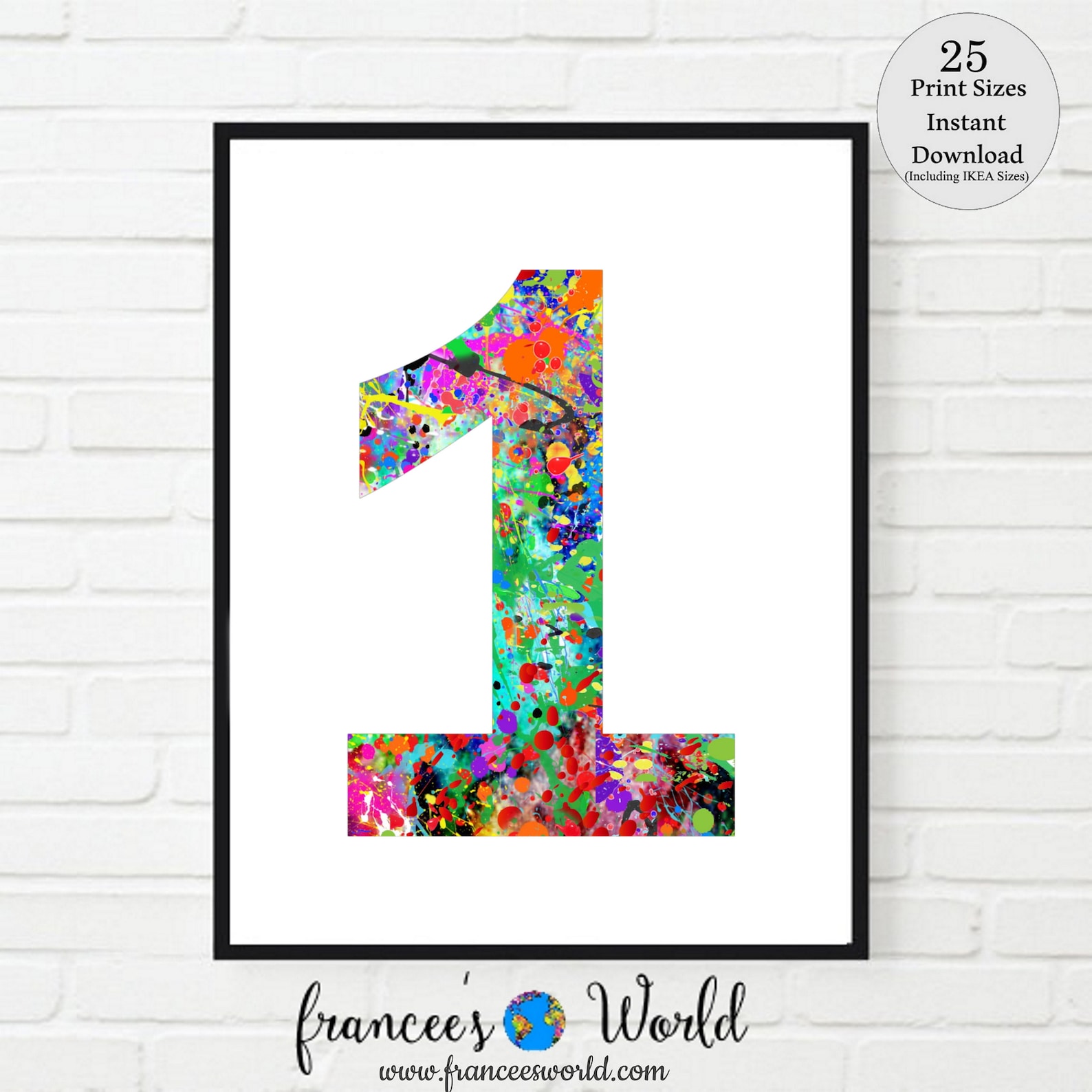 Number One PRINT Number 1 Art Number Art Kid's Room | Etsy