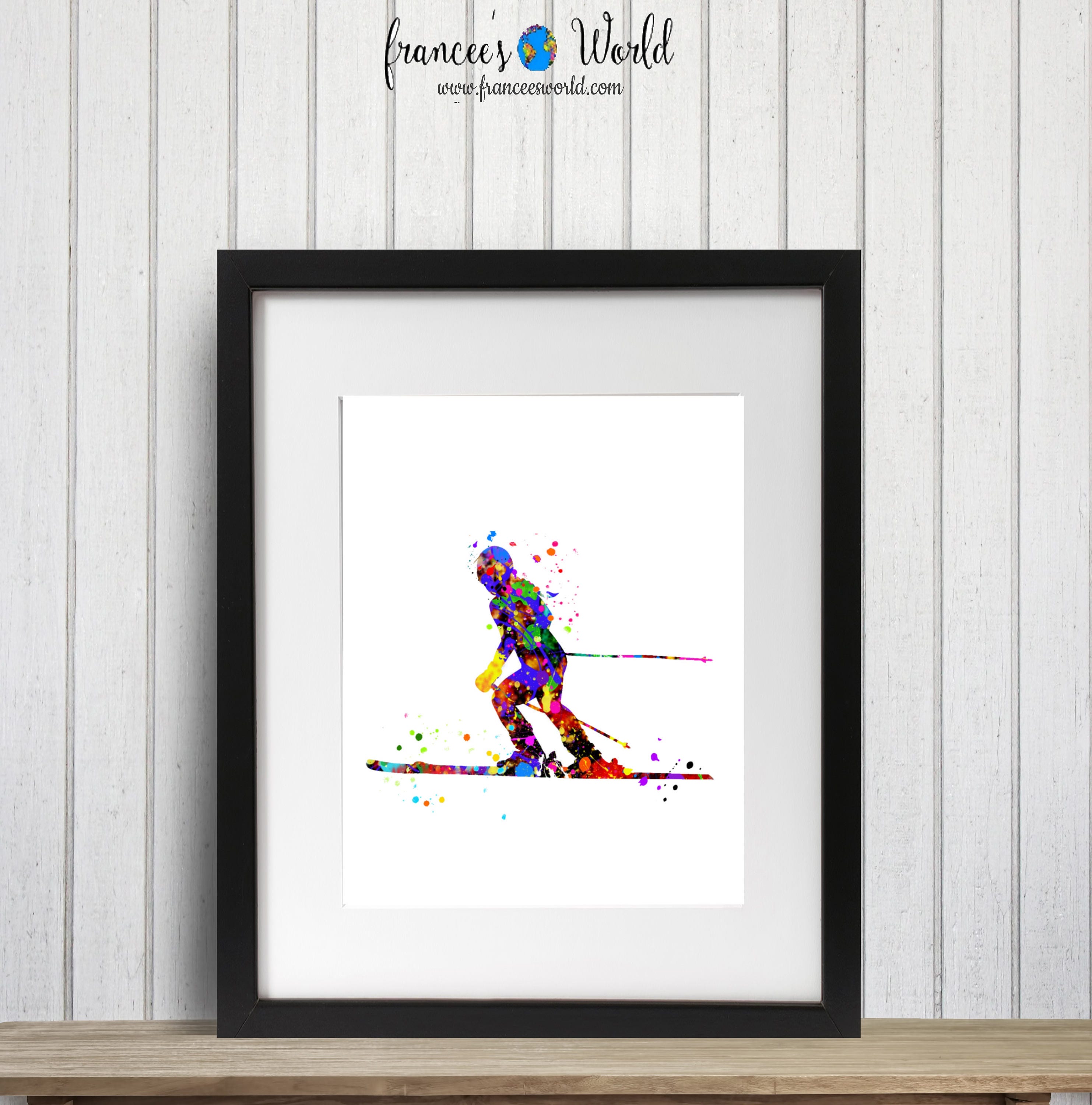 Ski PRINTABLE Watercolor Alpine Skier Ski Printablesport - Etsy