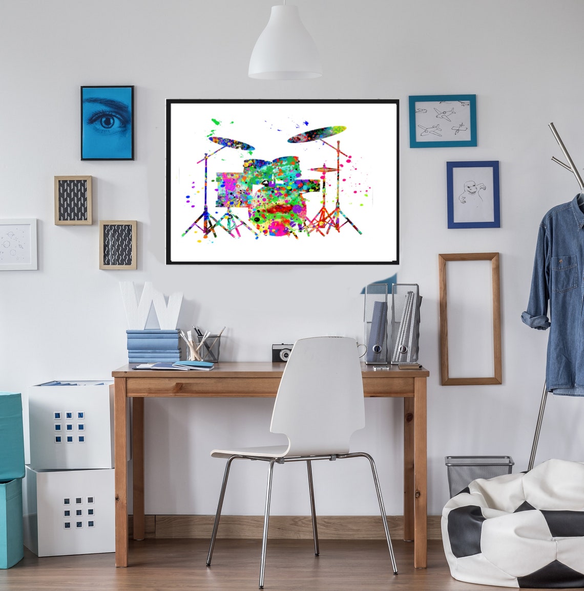 Drums Print Drum Set Art Music Room Decor Musical Art Drums | Etsy