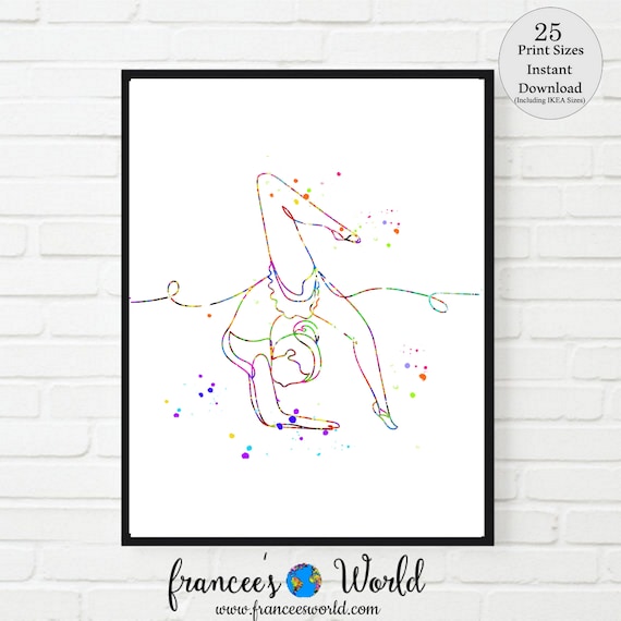 Gymnastics art, Gift-Gymnast PRINTABLE-Gymnastic gift,-line drawing ...