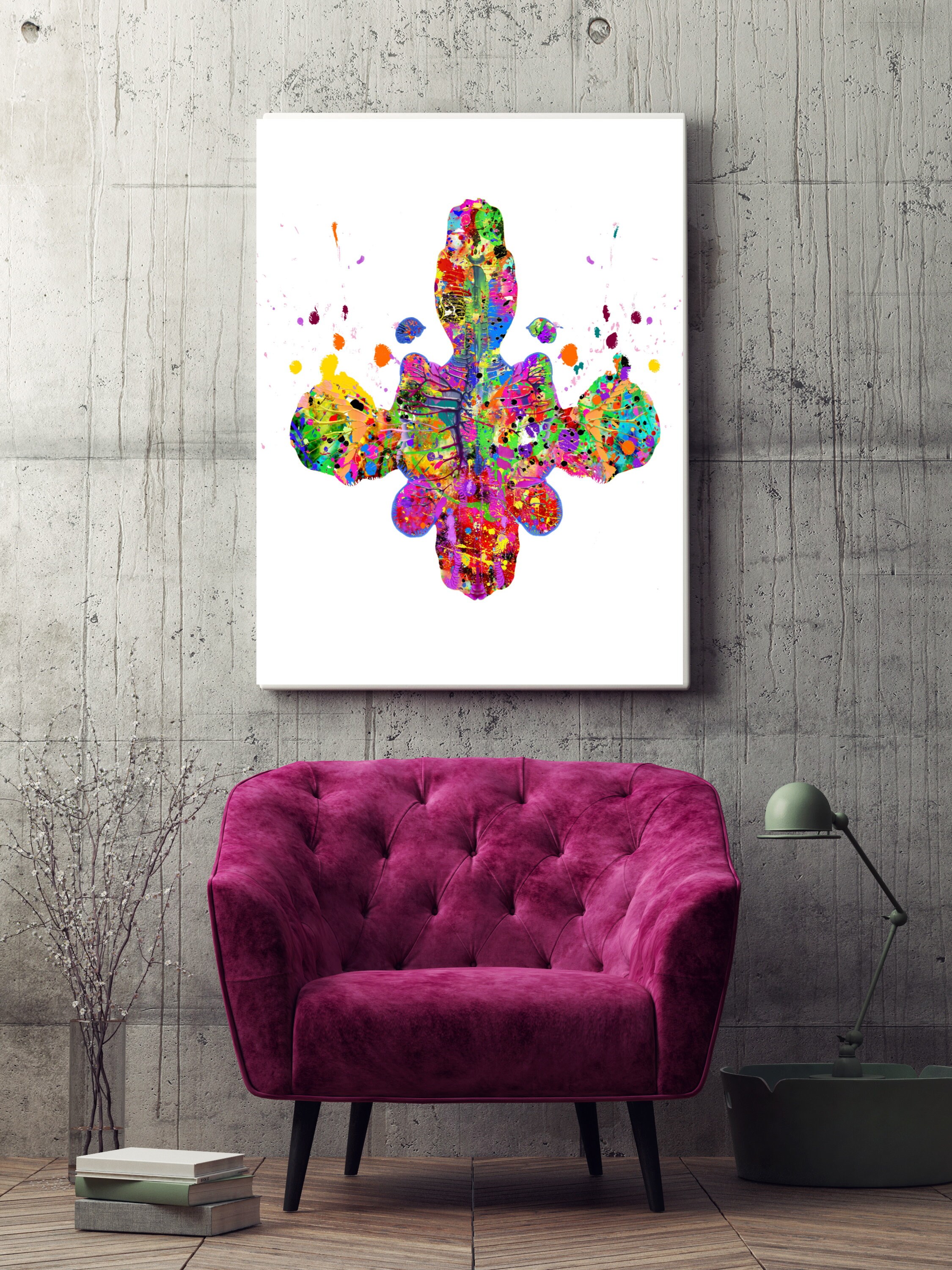 Rorschach Print Watercolor PRINTABLE Colorful Wall Art Doctor - Etsy