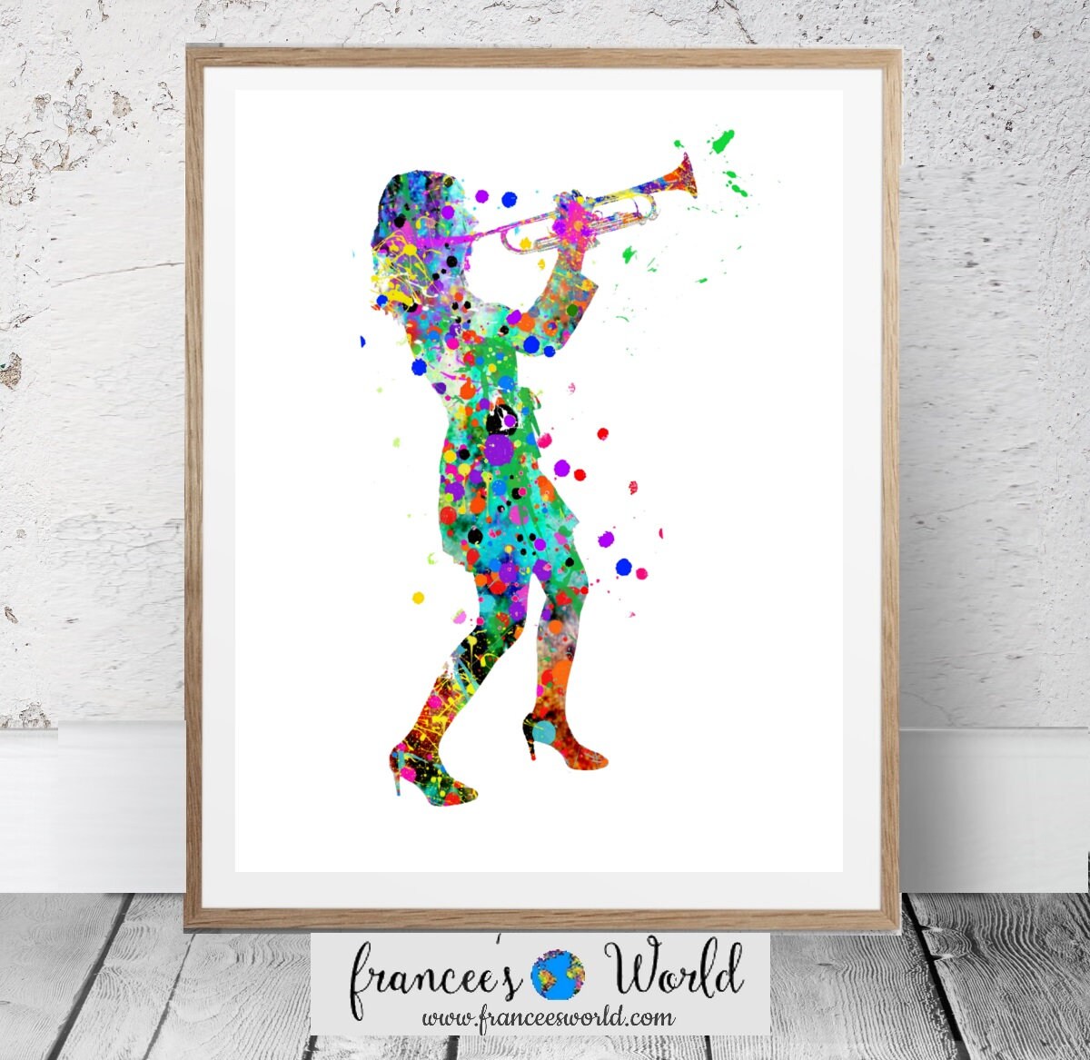 Trumpet Print Girl Playing Trumpet PRINTABLE Music Art Trumpet - Etsy