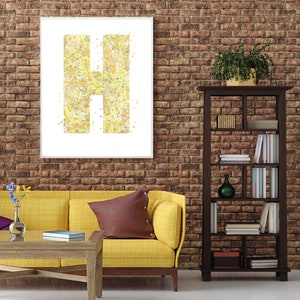 Letter H Wall Decor, Yellow Letter H Print, PRINTABLE, Yellowletter H ...