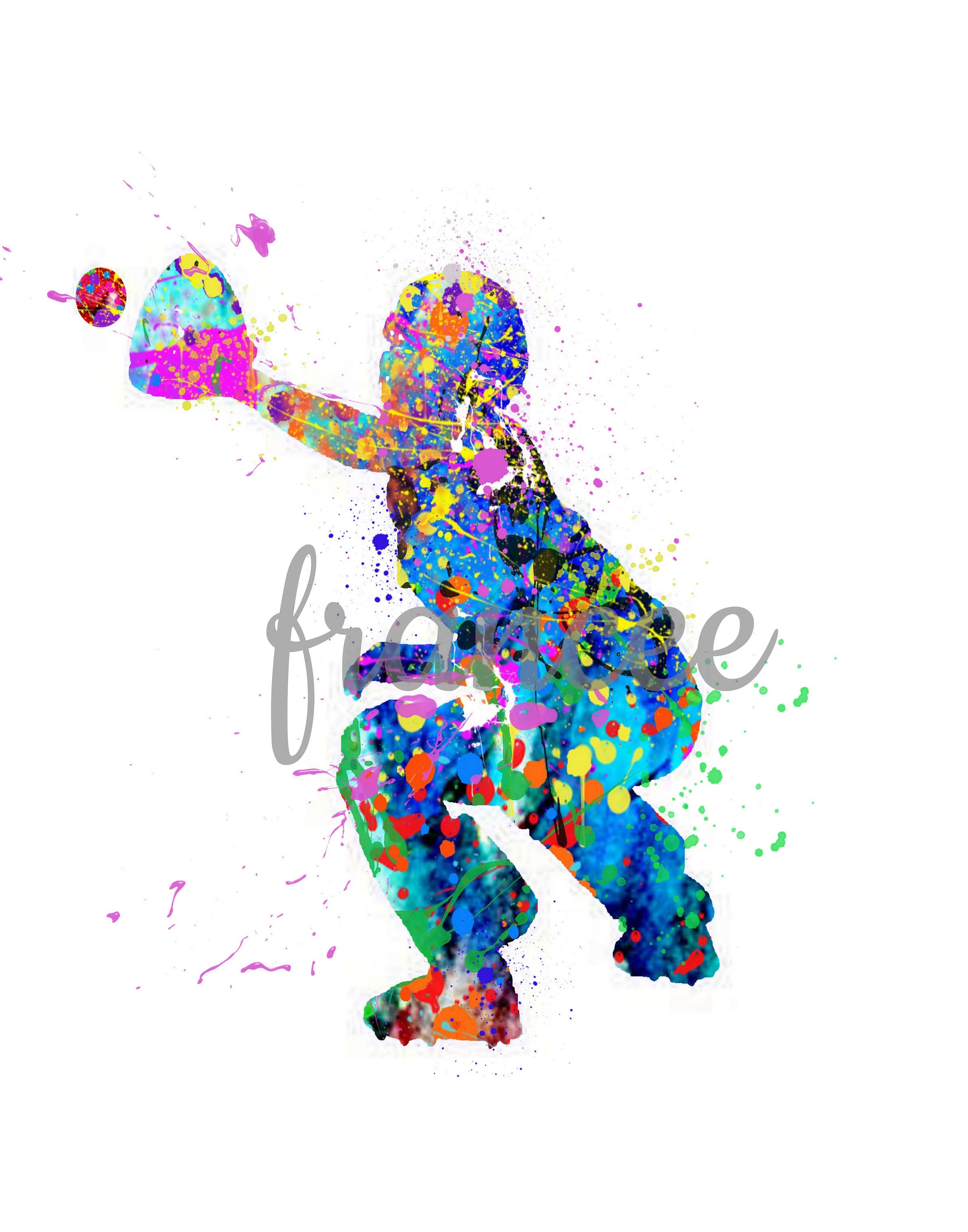 Softball Catcher PRINTABLE WatercolorGirl Softball Catcher | Etsy