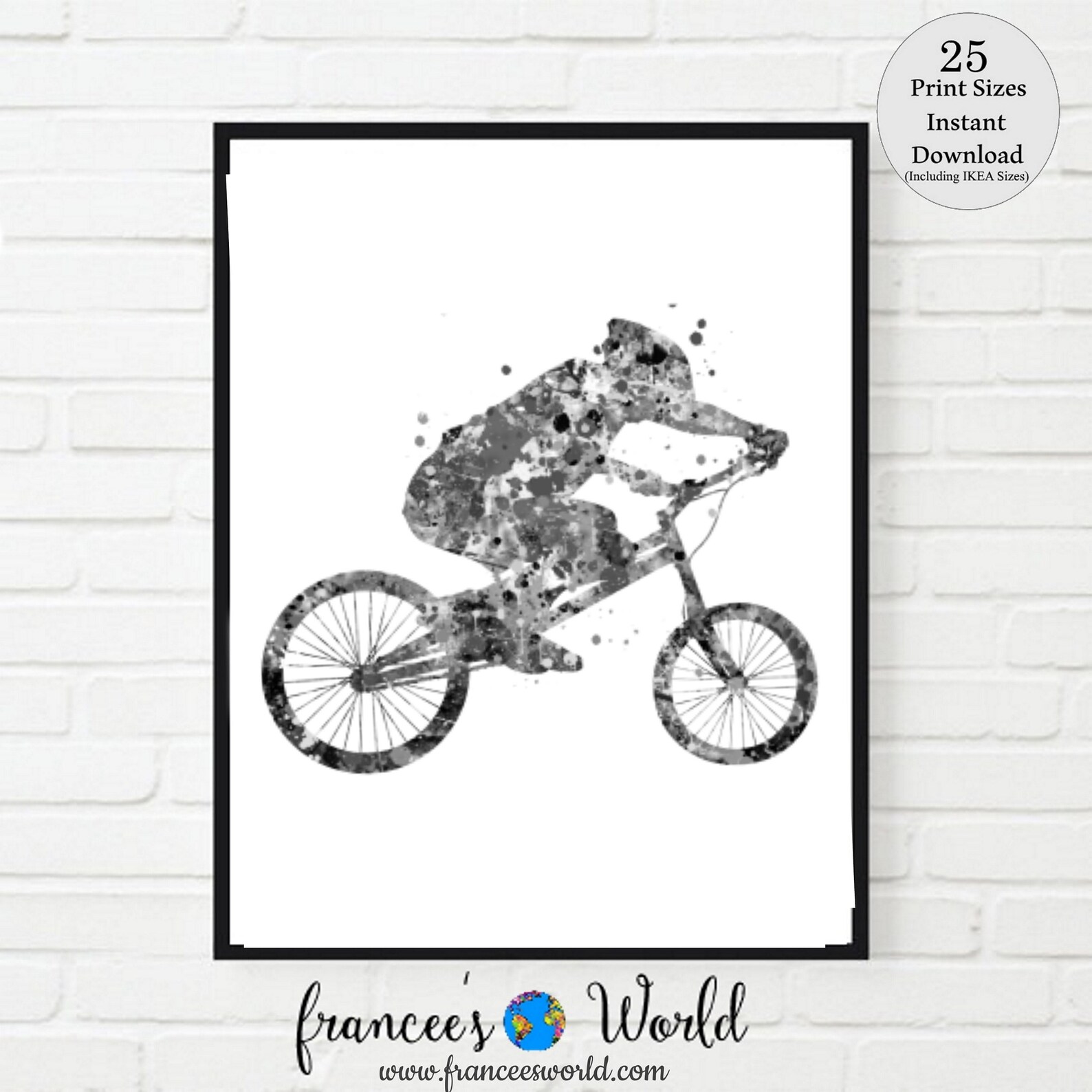 BMX Gift BMX Bike Printable Black and White Extreme Sports - Etsy