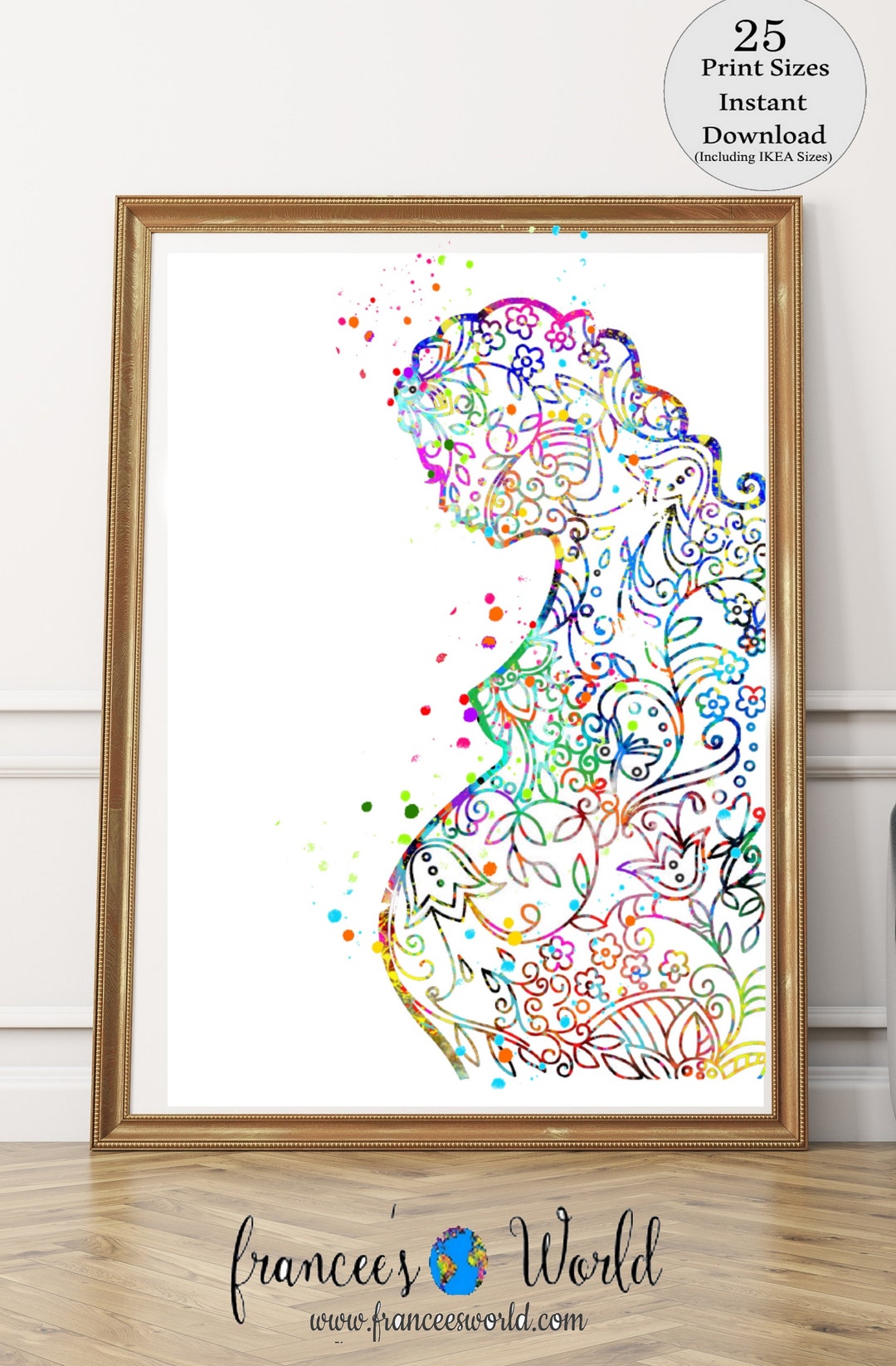 Pregnant Print, Pregnancy Print, Printable Pregnant Art, Pregnancy Gift ...
