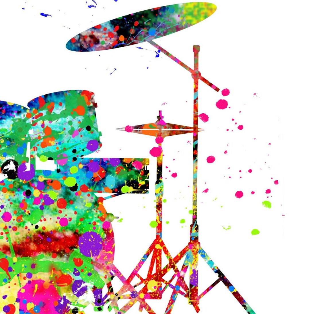 Drums Print Drum Set Art Music Room Decor Musical Art Drums | Etsy