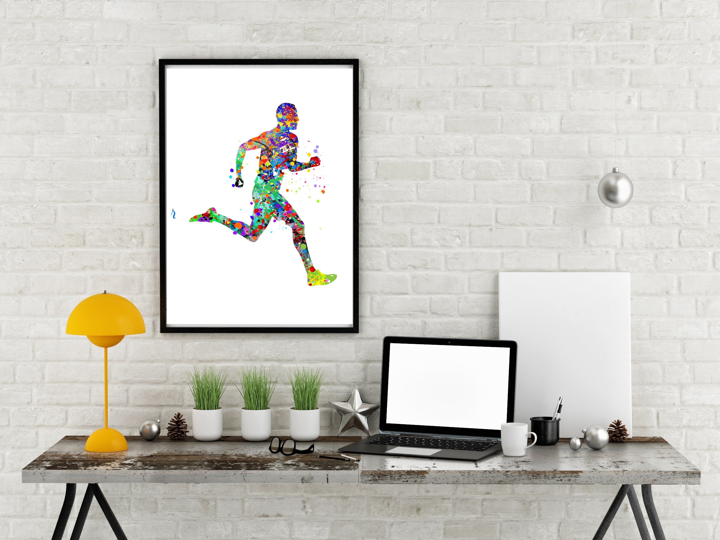 Runner Print Runner Art Man Runner Poster Male Watercolor - Etsy