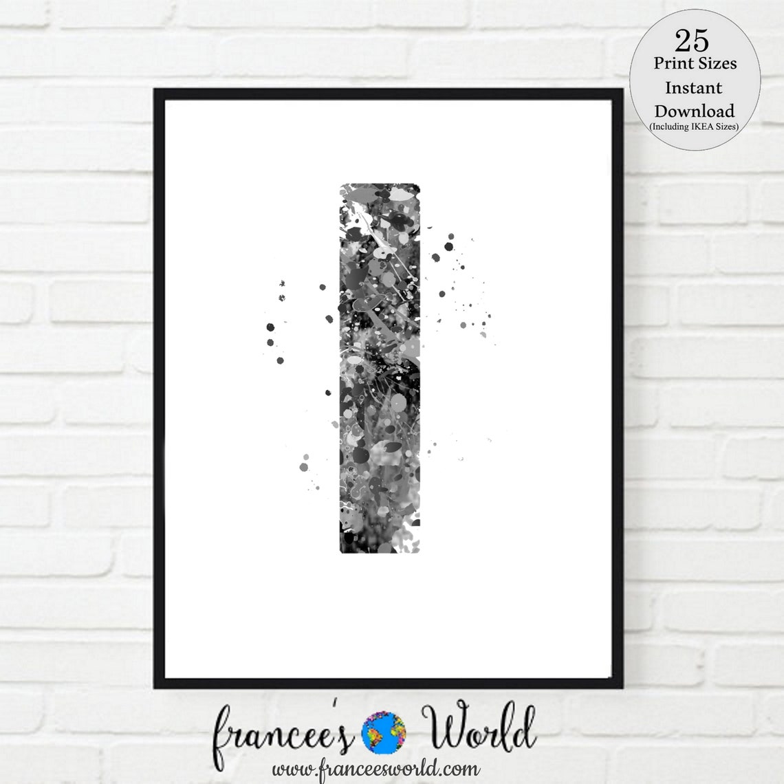 Letter I Wall Decor Letter Art black and white Letter I | Etsy